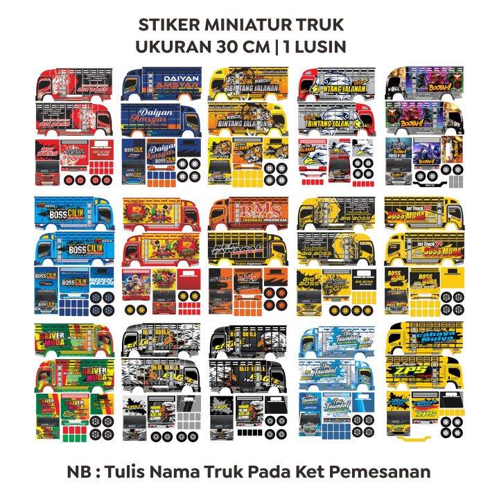 STIKER MAINAN MINIATUR TRUK OLENG UK. 30 CM | 1 LUSIN | Lazada Indonesia