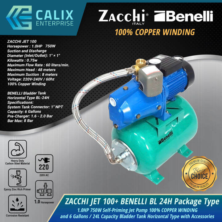 ZACCHI JET 100+ BENELLI BL 24H Package Type - 1.0HP 750W Self-Priming ...