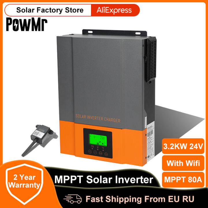 PowMr 3.2KW 24V Solar Inverter 230V MPPT 80A Output Max PV 450V Photovoltaic Hybrid Inverter ...