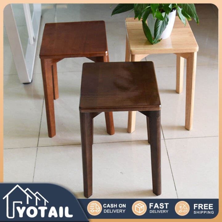 YOTAIL Solid wood dining stool bench household dressing stool shoe changing stool stackable ...