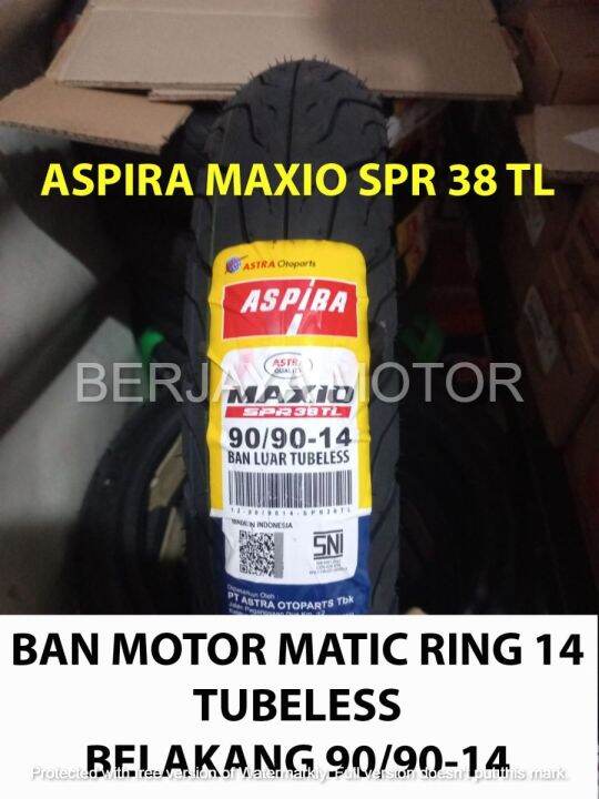 BAN MOTOR MATIC RING 14 ASPIRA MAXIO SPR 38 90/90-14 TUBELESS BAN BELAKANG MATIC | Lazada Indonesia