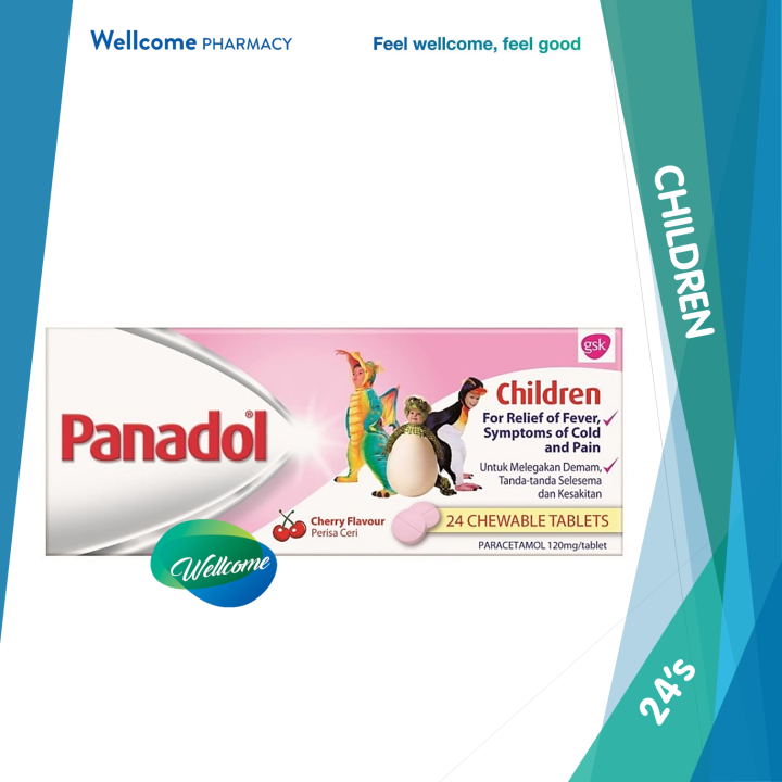 Panadol For Children Chewable Tablets - Cherry Flavour - 24's | Lazada