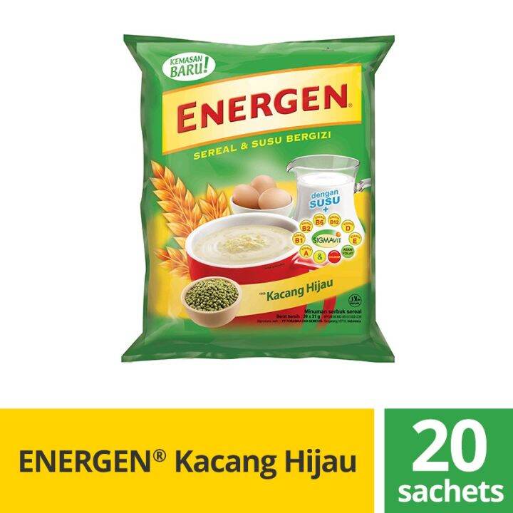 Energen Kacang Hijau Bag 20 Sachet berat 31 Gr | Lazada Indonesia