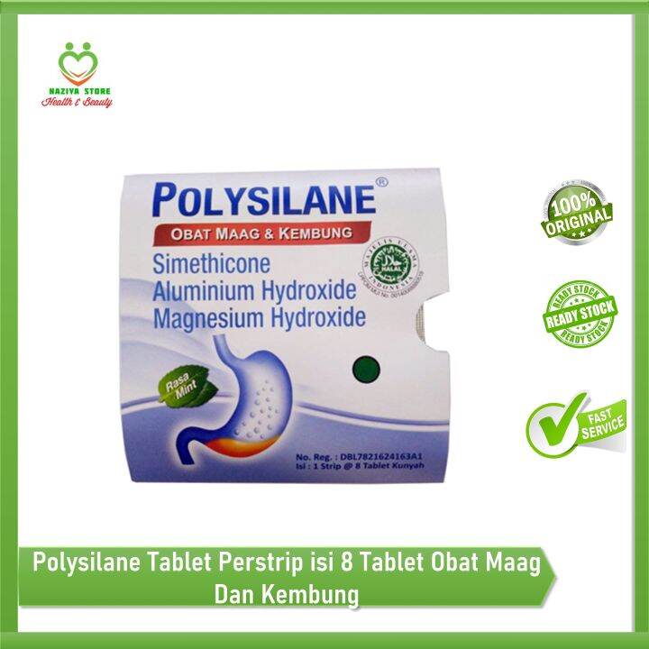 Polysilane Tablet Obat Maag Dan Kembung Perstrip isi 8 Tablet | Lazada ...