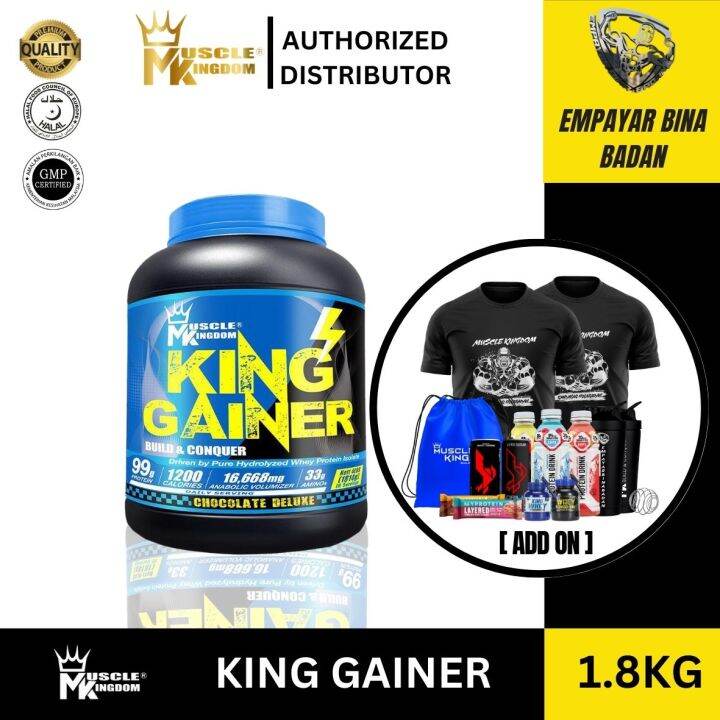 Muscle Kingdom King Gainer (4lbs) 1.8kg (Chocolate Deluxe) Mass Weight ...