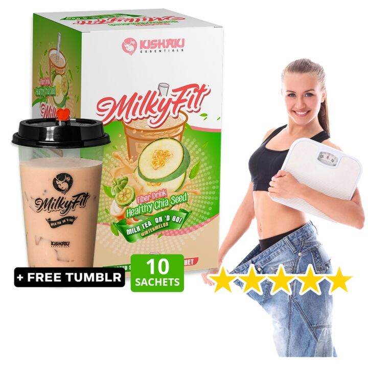 Slimming Milky Fit with Chia Seed / Milk Tea 10 Sachet with Free Cup (3Box) | Lazada PH