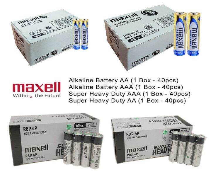 Original Maxell Super Heavy Duty AA / AAA Battery & Maxell Alkaline AA ...