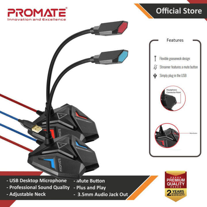 Promate Streamer High Definition USB Gaming Desktop Microphone | Lazada