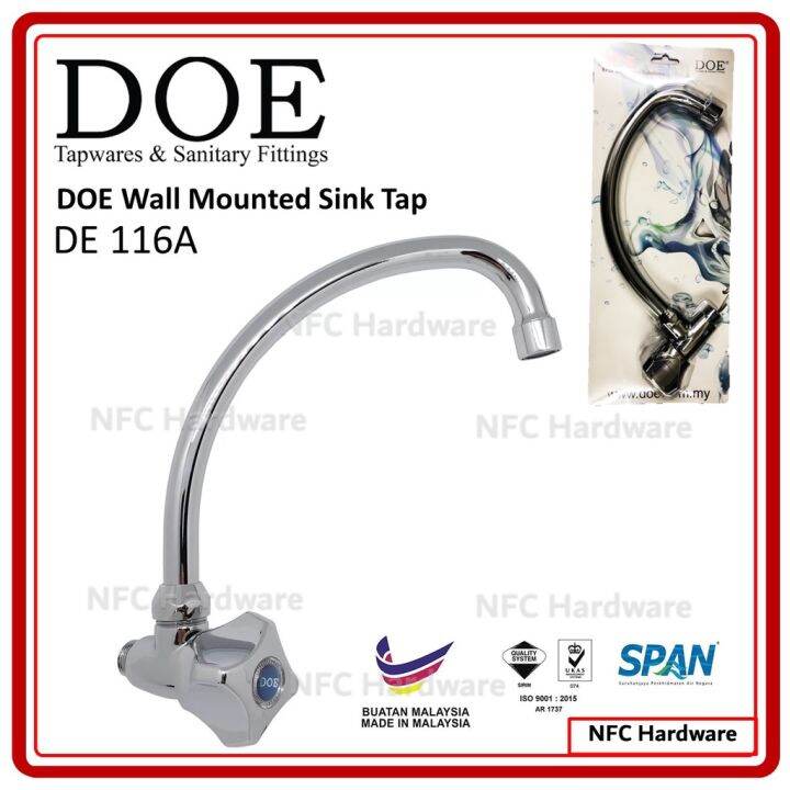DOE DE 116A Wall Mounted Sink Tap - Arrowline Handle | Lazada