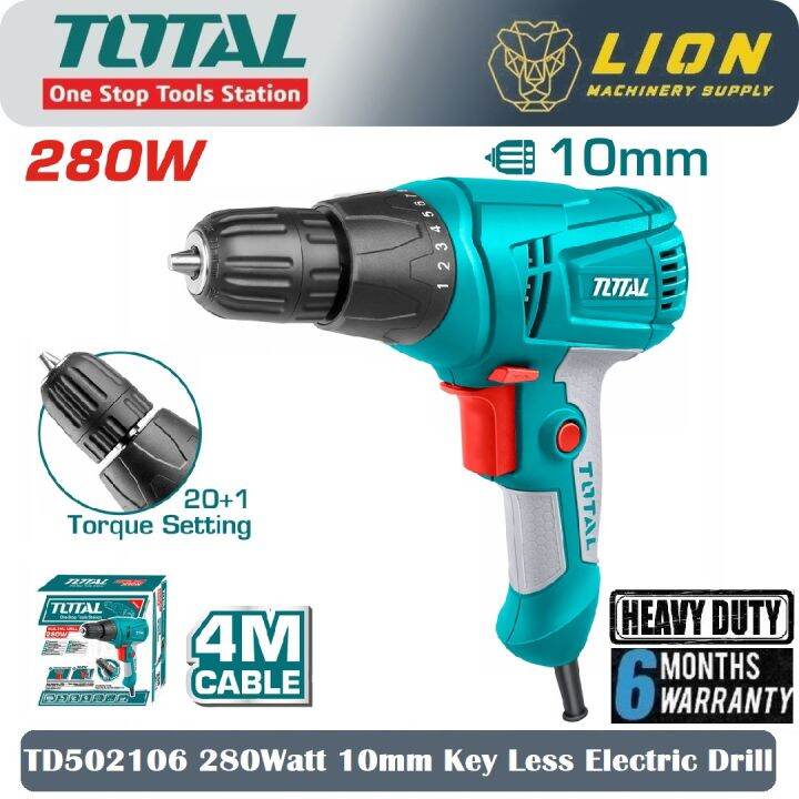 Total 10mm 280Watt Keyless Electric Drill TD502106 - Original Product - 6 Months Local Warranty ...