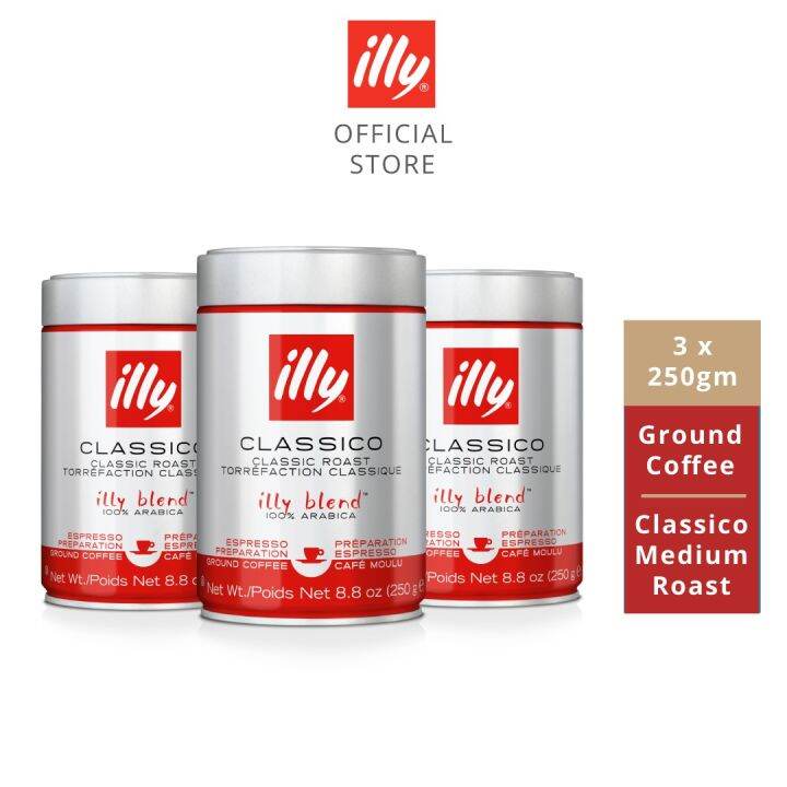 [Value Pack] illy Ground Espresso Coffee 250g - Classico/Intenso/Decaffeinated | Lazada
