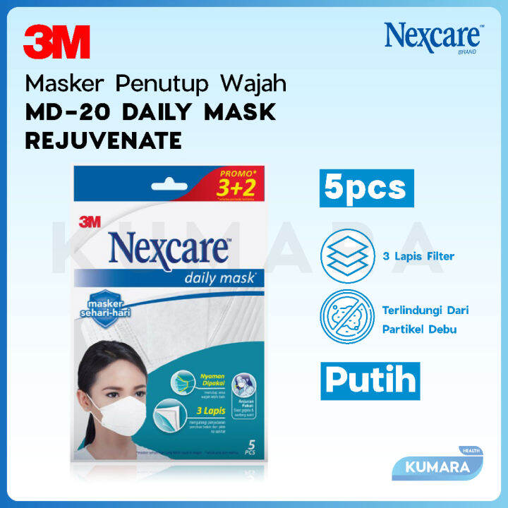 3M - Masker Nexcare Earloop Daily Mask MD-20 3 Ply Putih Rejuvenate ...