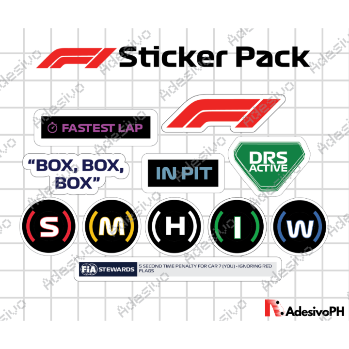 Formula 1 (F1) Sticker Pack GLOSSY MATTE HOLOGRAPHIC RAINBOW Waterproof ...