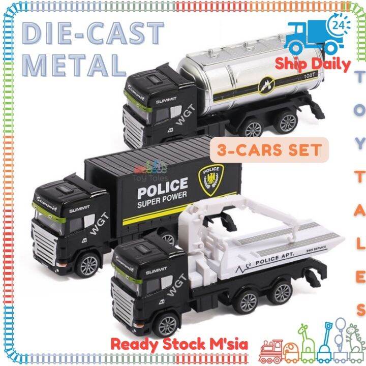 Police Cars Toy Set [Gift Box of 3 Vehicles] 1:64 Alloy Diecast Model 🍭 ...