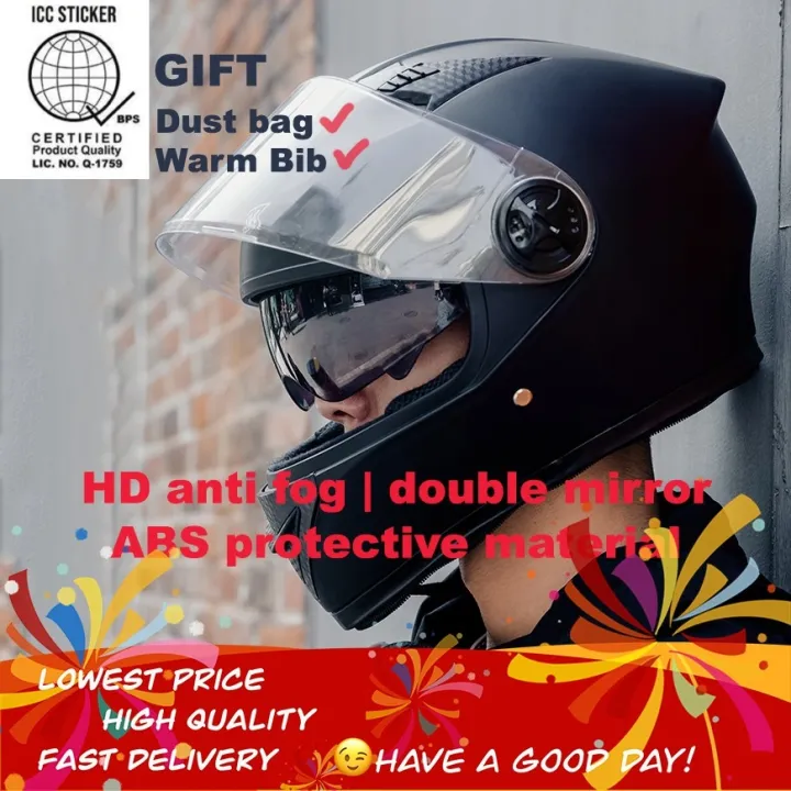 Helmet cool 【New Color】[Glossy Black] Motorcycle Double lens Flip up ...