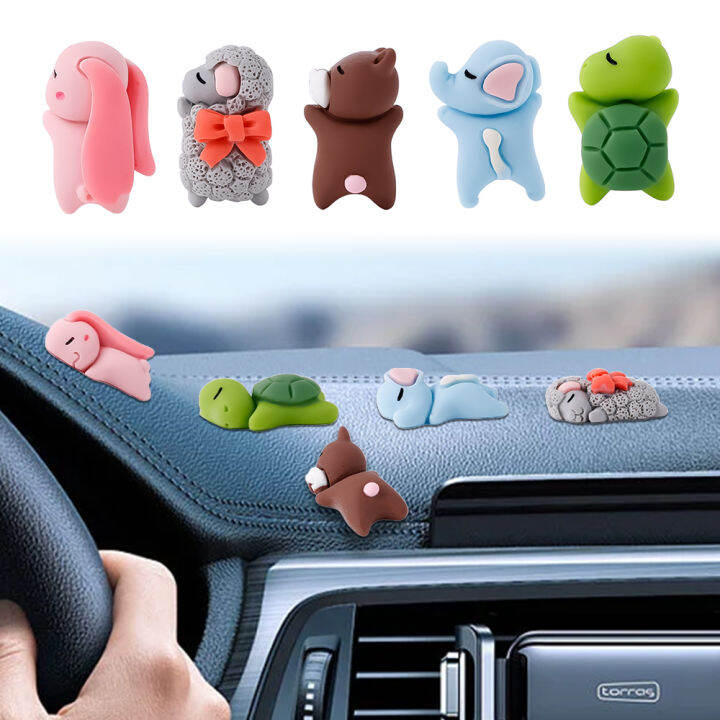 Car Interior Ornament Cute Sleeping Animals Resin Bear Rabbit Sheep ...