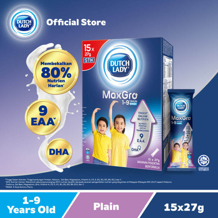 Dutch Lady MaxGro 1-9 years (15 x 27g sachets) | Lazada