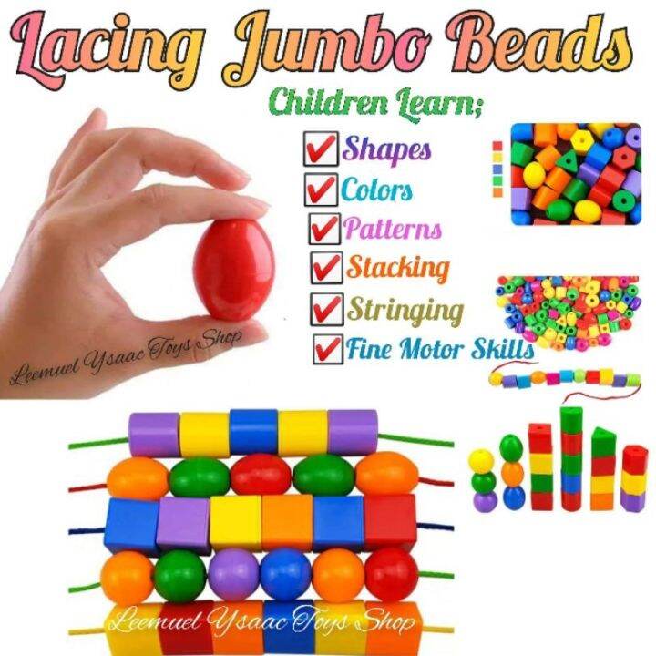 LYTS JUMBO LACiNG BEADS for Fine Motor Development/Sensory/Occupational ...