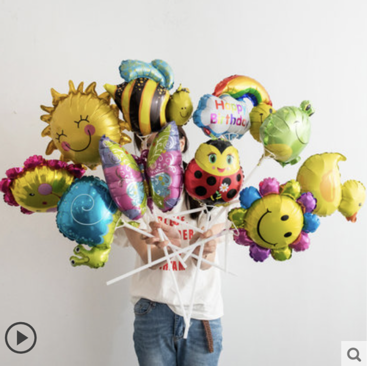 [พร้อมส่ง ]ลูกโป่งฟอร์ยวันเด็ก Happy birty day เซ็ต10ใบ ฟรีไม้และจุก10 ...