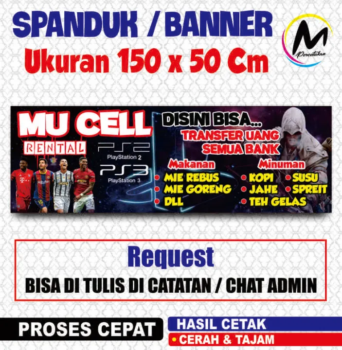 Spanduk Rental Ps Banner Warung Ukuran 150x50 Cm | Lazada Indonesia