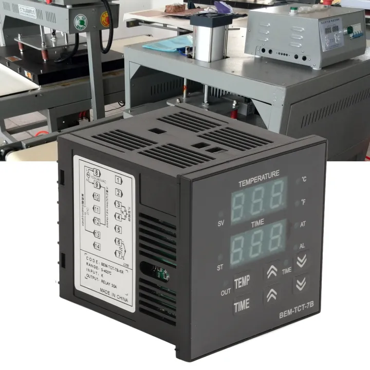 Thermostat Time Digital Display K Type Input Temperature Controller for Heat Press Machine 100 ...