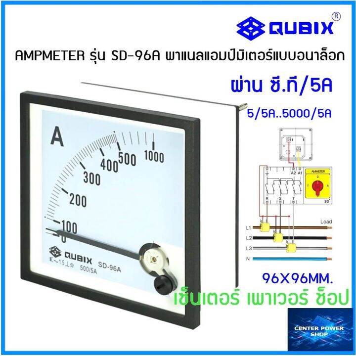 QUBIX Ammeter ต่อผ่าน CT SD-96A ขนาด 96x96 mm พาเนลแอมป์มิเตอร์แบบอนาล็อก 5/5A....-5000/5A ...