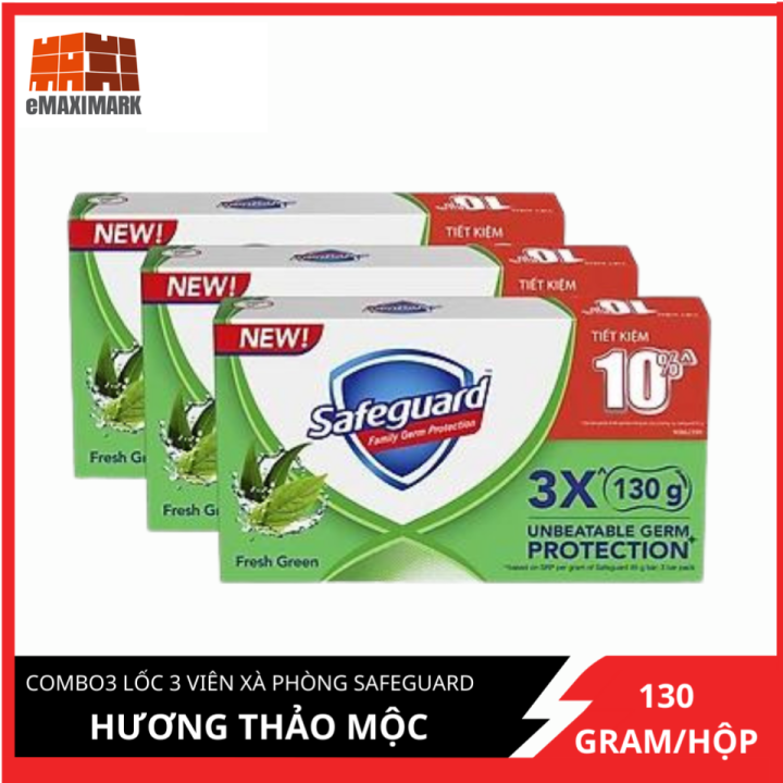 [HCM ship 2h] Combo 3 - Lốc 3 Xà Bông Cục Safeguard Thảo Mộc Thơm Mát 130g x 3 | Lazada.vn