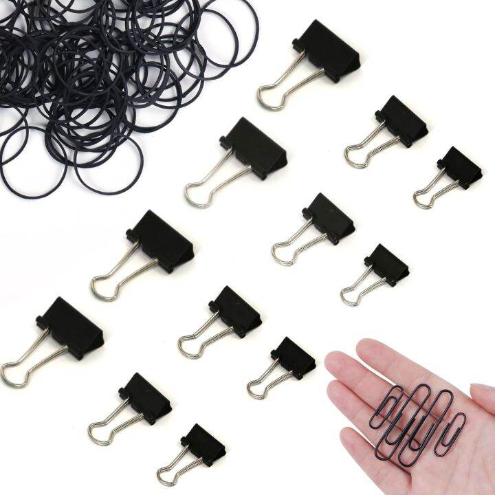 Paper Clips Binder Clips, 320pcs Office Clips Set with Black Paperclips ...