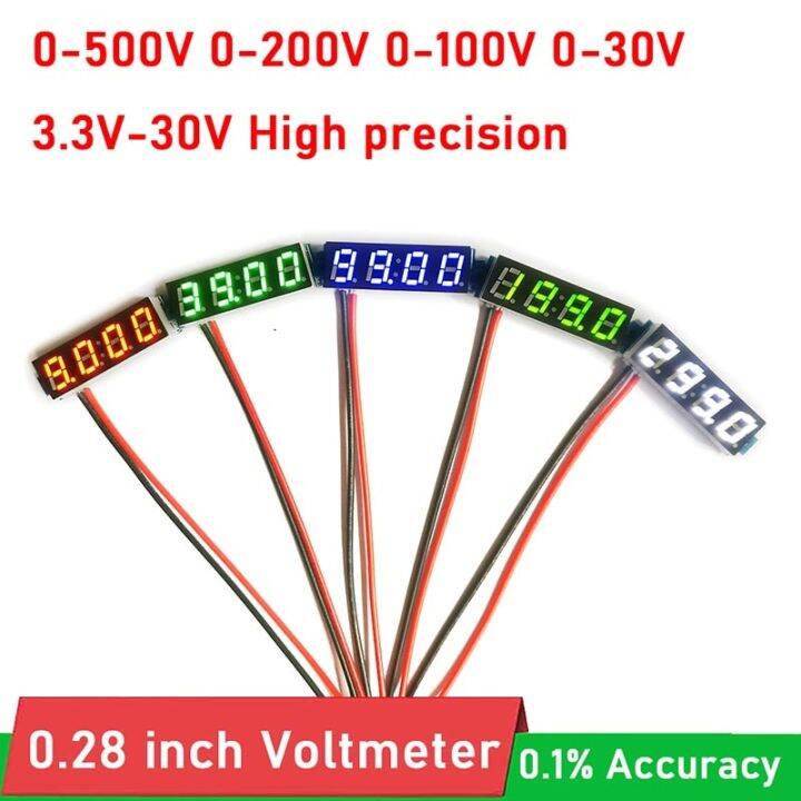 0.28 inch 4bit Digital LED Voltmeter DC 0-500V 300V 0-200V 0-100V 0-10V ...