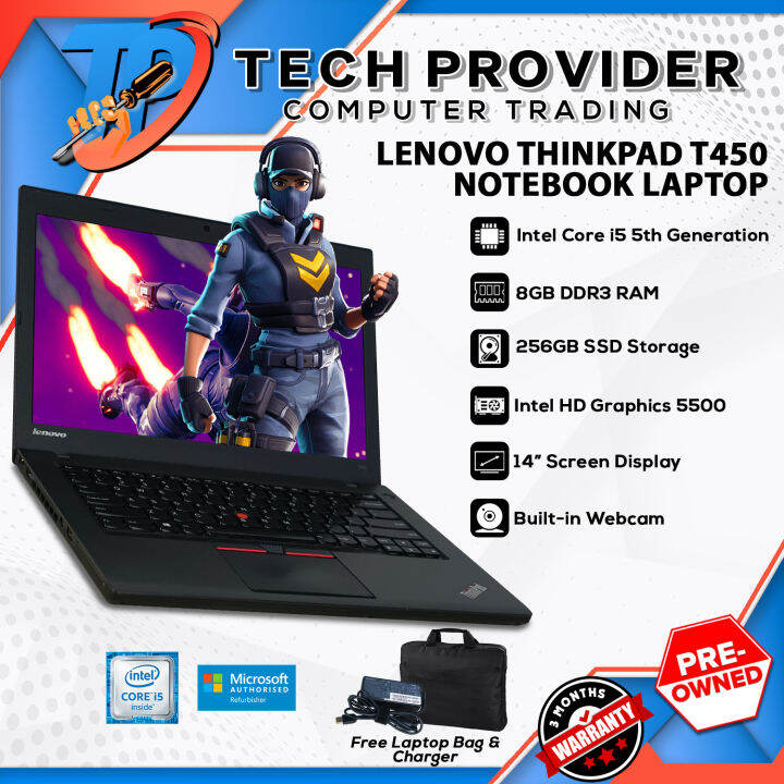 Lenovo Thinkpad T450 Notebook Laptop Intel Core i5 5th Gen 8GB DDR3 ...