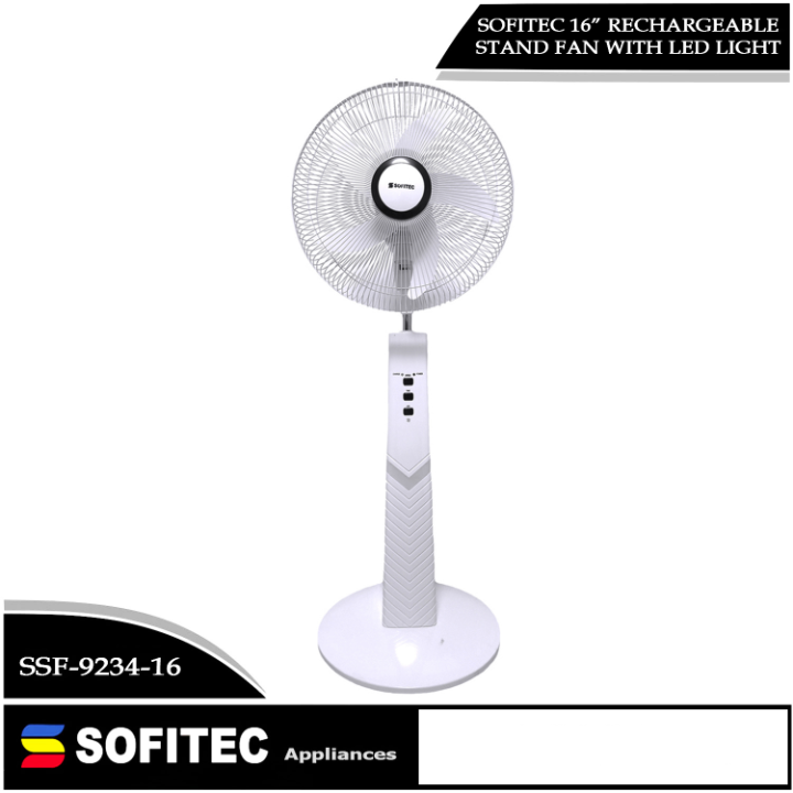 16" Fan Rechargeable Stand Fan With Built-in LED Night Light Sofitec SSF-9234-16 | Lazada PH