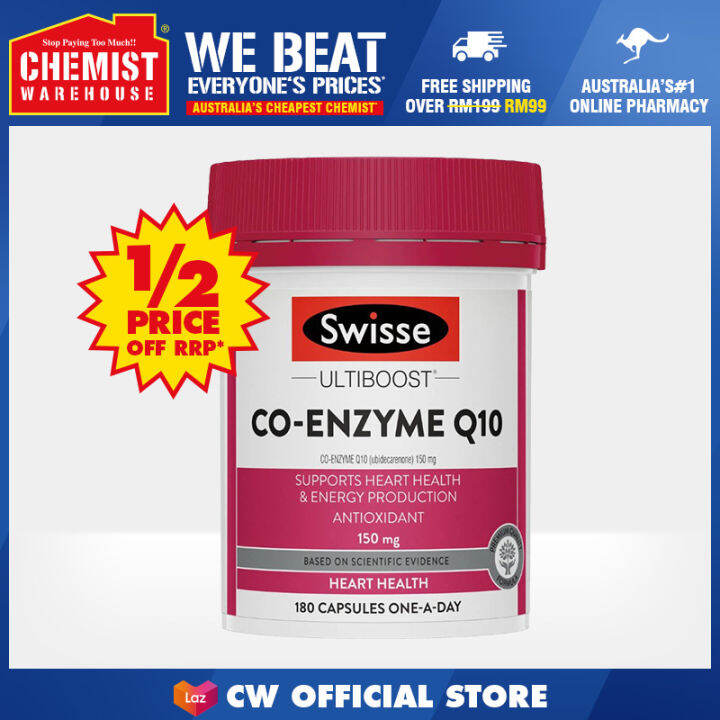 Swisse Ultiboost Co Enzyme Q10 150mg 180 Capsules Maintain Heart&Cardiovascular Health [Chemist ...