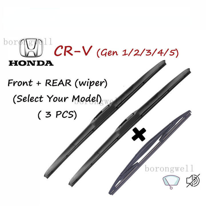 (Select Your Model) Honda CRV Wiper Blade Set (Front+Rear 3pcs) for Gen 1/2/3/4/5 CR-V Car ...