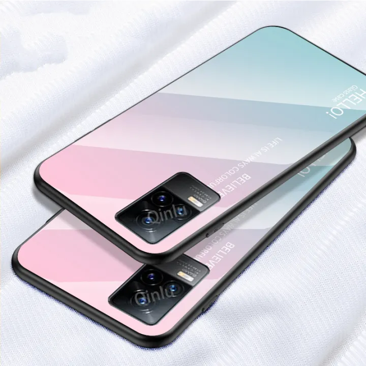 สำหรับ Vivo V21e เคสไล่ระดับสีกระจกป้องกันมือถือSoft TPUฝาหลังแฟชั่น ...