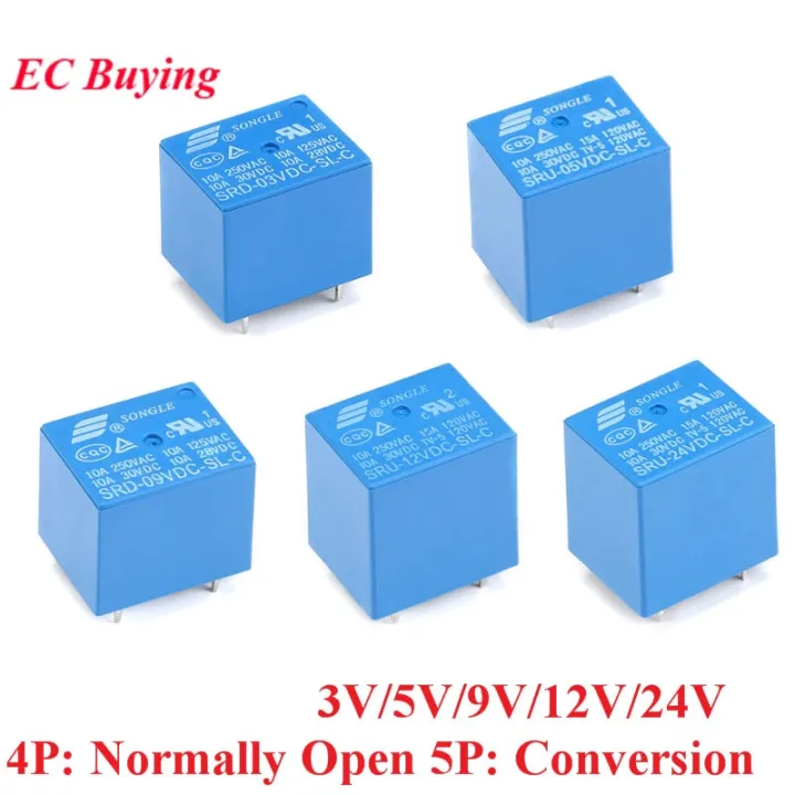 DC Power Relay 3V 5V 9V 12V 24V 10A SRD-03VDC-SL-C SRD-09VDC-SL-C SRD ...