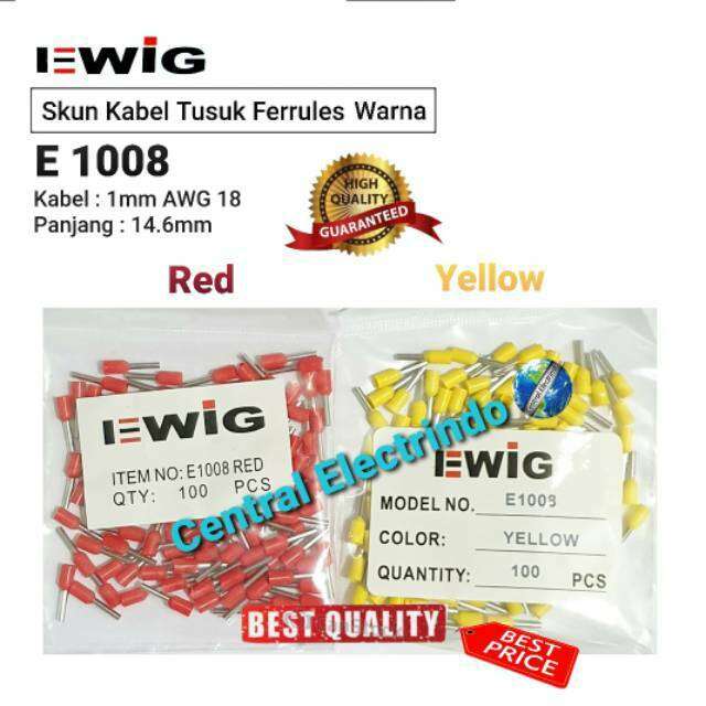 Skun Kabel Ferrules Warna E 1008 Kabel 1mm AWG 18 EWIG. | Lazada Indonesia