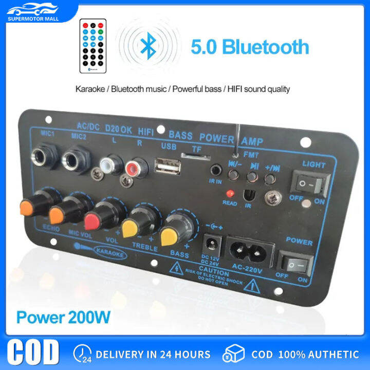 【COD/Original】200W AC 220V 12v 24v Digital Bluetooth Stereo Amplifier Board Subwoofer Dual ...