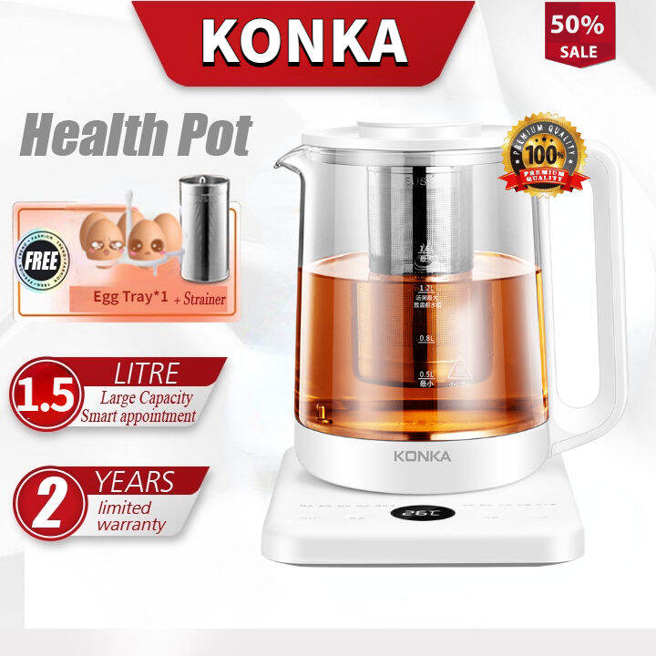 KONKA Multifunction healthpot 1.5L Glass electric kettle kitchen cooker soup ...
