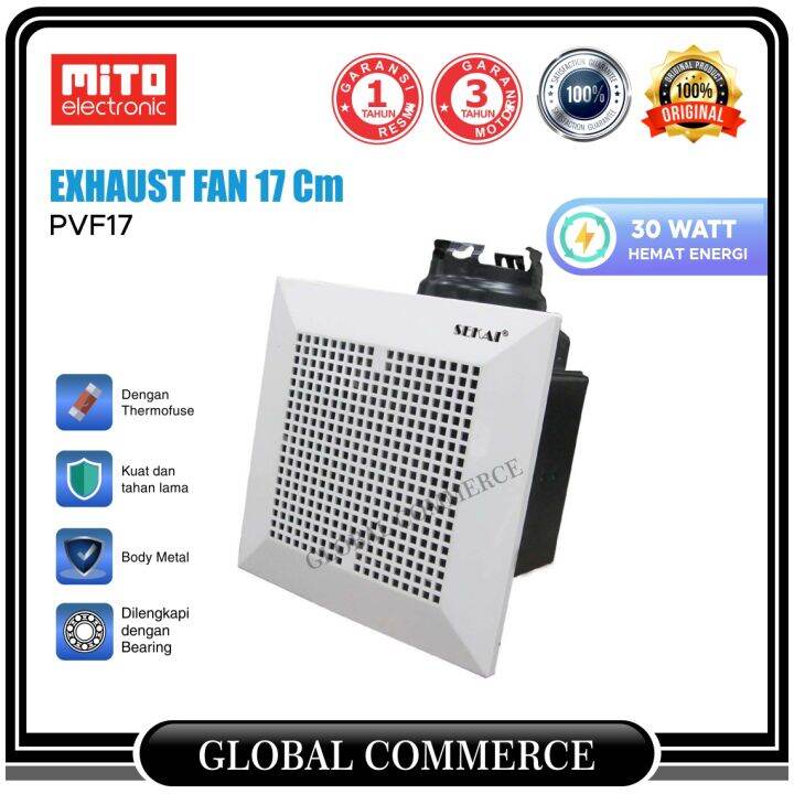 SEKAI Metal Exhaust Fan 17cm PVF17 Kipas Plafon Dak PVF-17 | Lazada Indonesia