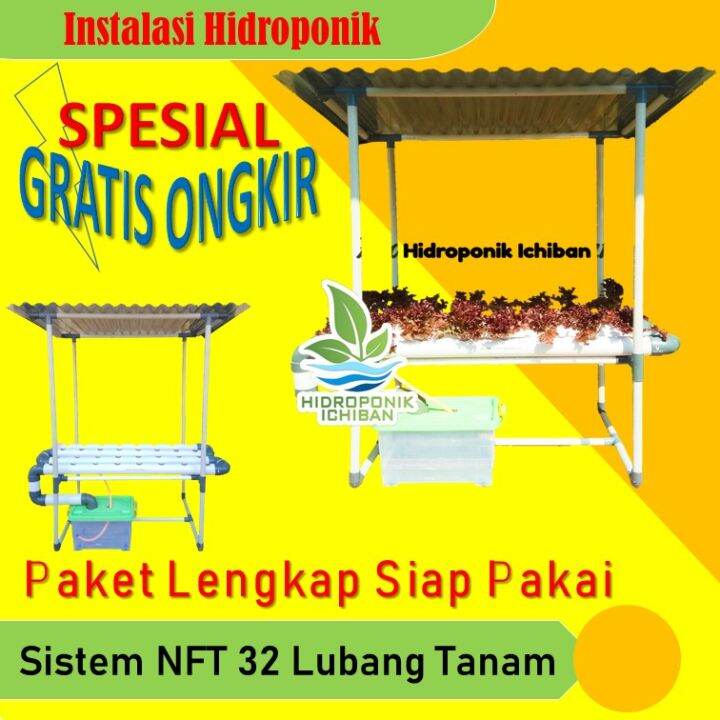 Instalasi Starter Kit Hidroponik Sistem NFT 32 Holes Horizontal BerATAP Paket Lengkap GRATIS ...