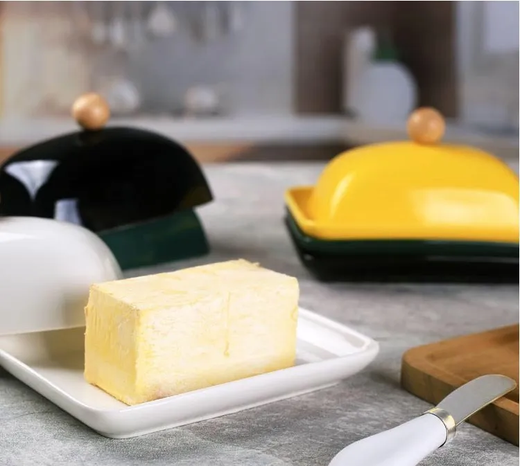 Nordic Style Butter Box Cover Cut Food Rectangular Container Portable ...