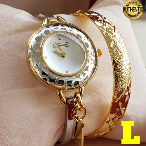 L-Women's Gold Watch, Non-Tarnish With Free 10K Gold Bangle | Lazada PH