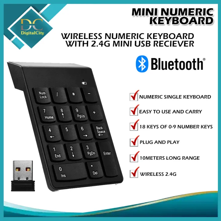 DIGITAL Wireless Numeric Keypad 18Keys Portable Number Numpad with 2.4G ...
