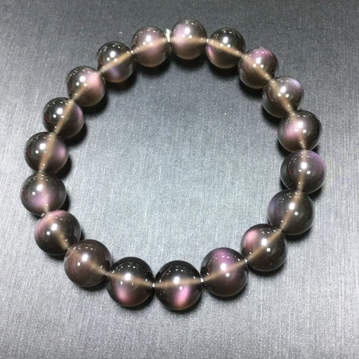 ธรรมชาติ Icy Obsidian สร้อยข้อมือสำหรับผู้ชายและผู้หญิง Rainbow Eye Ice ...