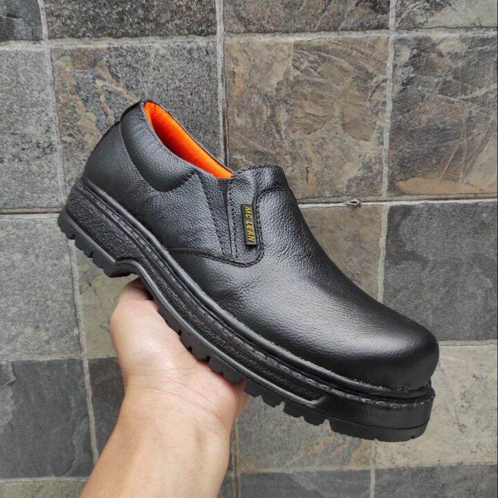 SEPATU SAFETY BOOTS KULIT UJUNG BESI LOW CUT PREMIUM SEPATU KERJA ...
