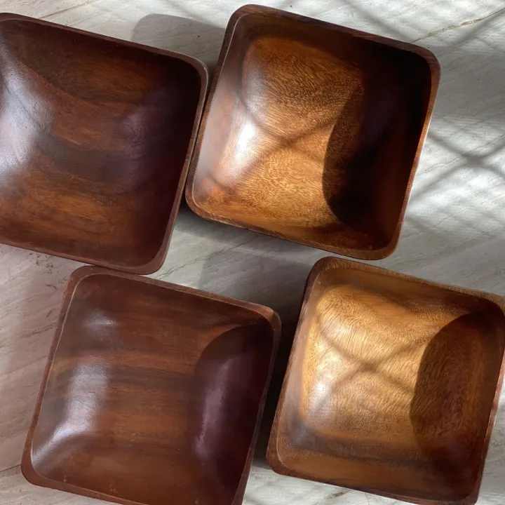 Square Wooden Bowl | Square Sauce Dish 6x6x2 | Wood Soup Salad Calabash ...