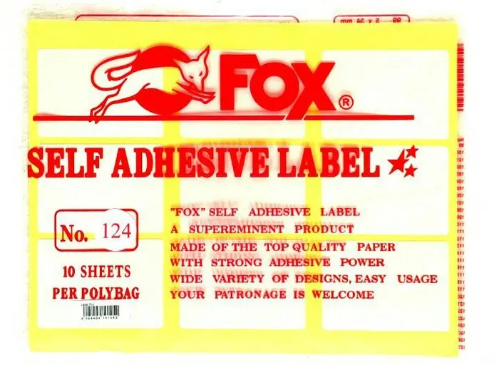 Fox Label Sticker No. 124 Self Adhesive Stiker Label Undangan Nama Pack ...