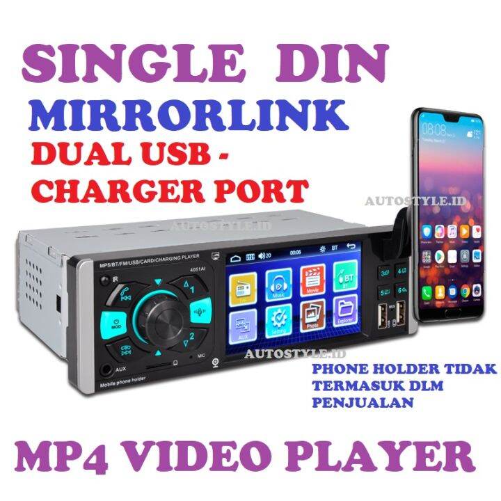 4051AI MIRRORLINK DUAL USB Tape Single Din Head Unit Audio Mobil ...