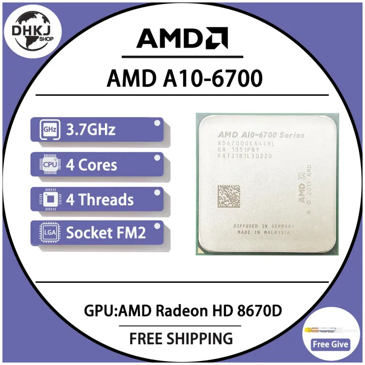 AMD A10 6700 APU A10 6700k AD6700OKA44HL Socket FM2 QUAD CORE CPU 3 ...