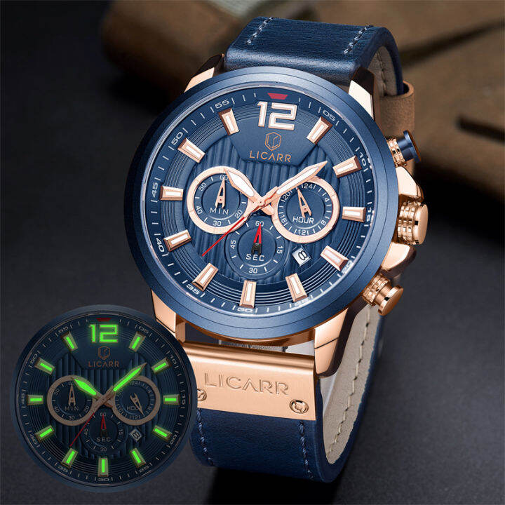 LICARR Brand Watch Men Leather Sports Watches Men's Army Military ...